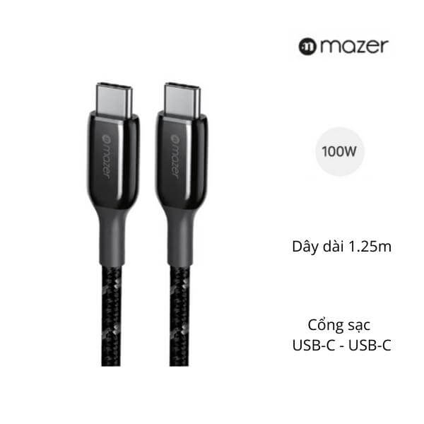 Dây cáp sạc MAZER Infinite.LINK 3 Pro Cable USB-C to C dài 1.25m