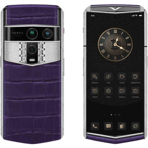 Vertu Agent Q Alligator Silver Full Diamond Grape Purple Alli 1TB